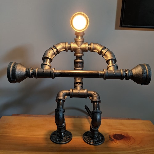 Industrial Pipe Lamp Pipe Lamp Pipeman Robot Lamp Desk - Etsy
