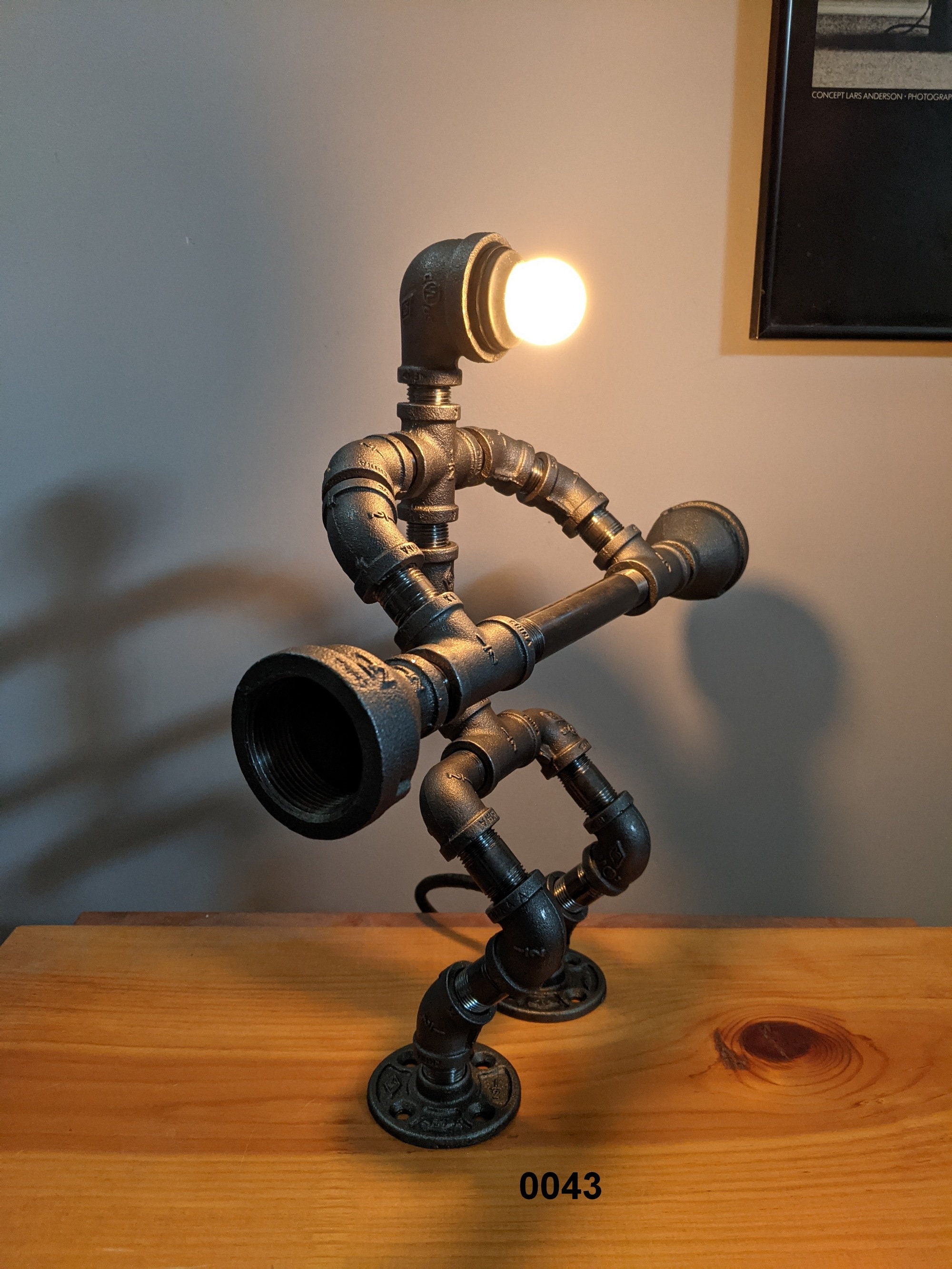 Industrial Pipe Lamp Pipe Lamp Pipeman Robot Lamp Desk | Etsy
