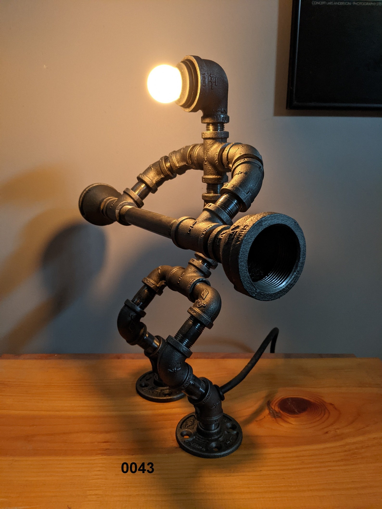 Industrial Pipe Lamp Pipe Lamp Pipeman Robot Lamp Desk - Etsy