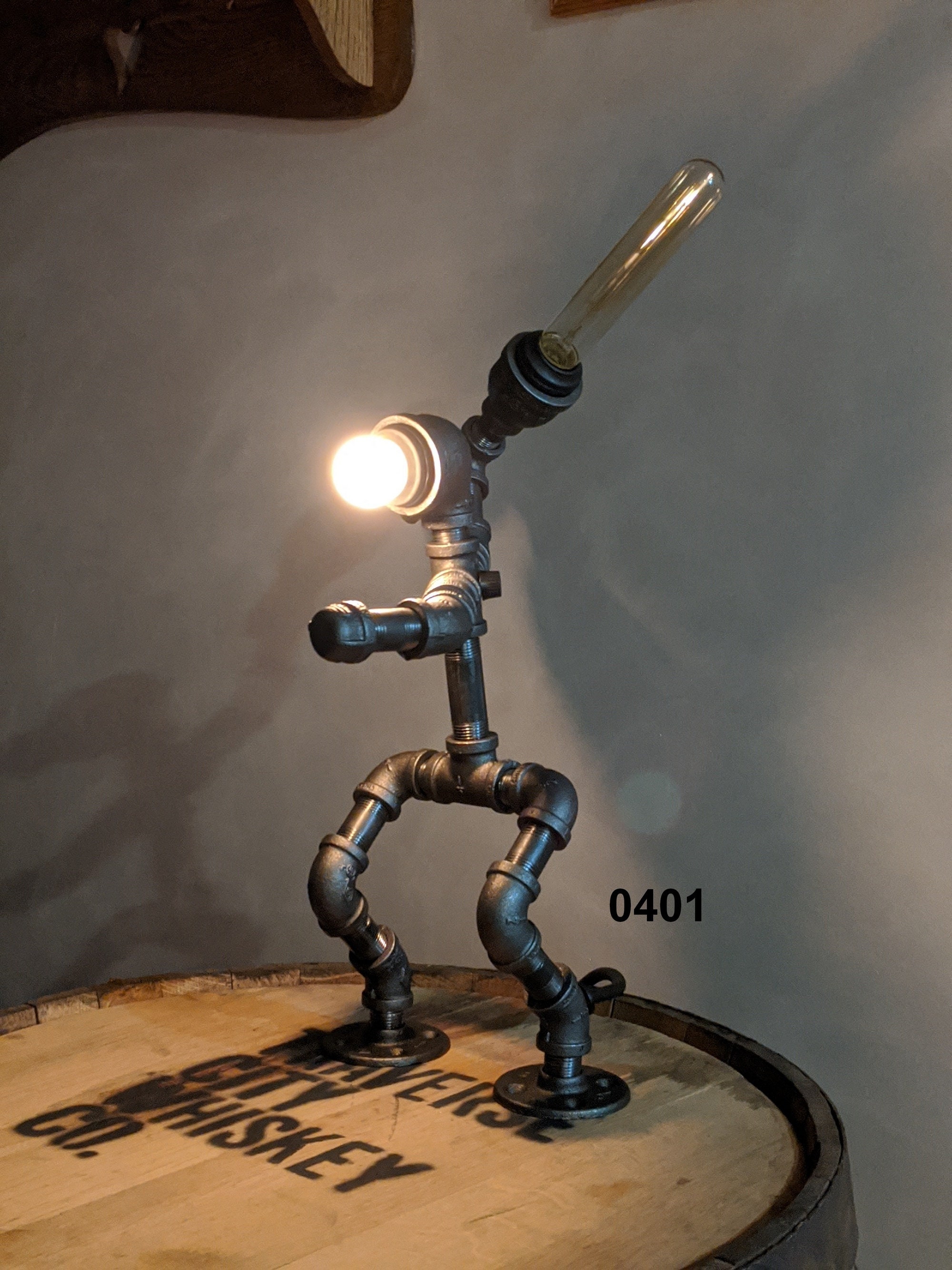 Industrial Pipe Lamp Robot Lamp Pipeman Desk Lamp Table | Etsy