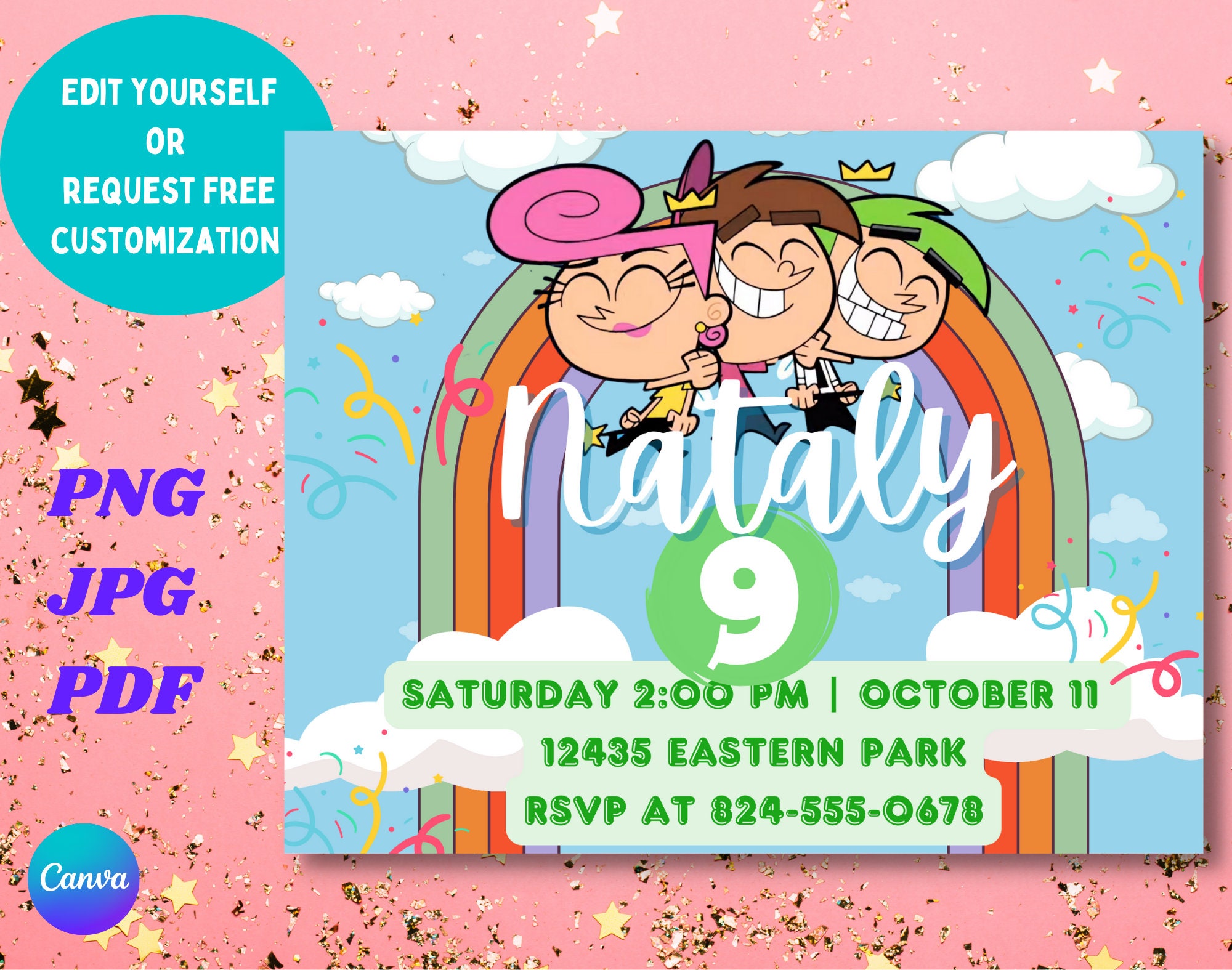 Fairly Odd Parents Birthday Invitation | Instant Download | Custom ...