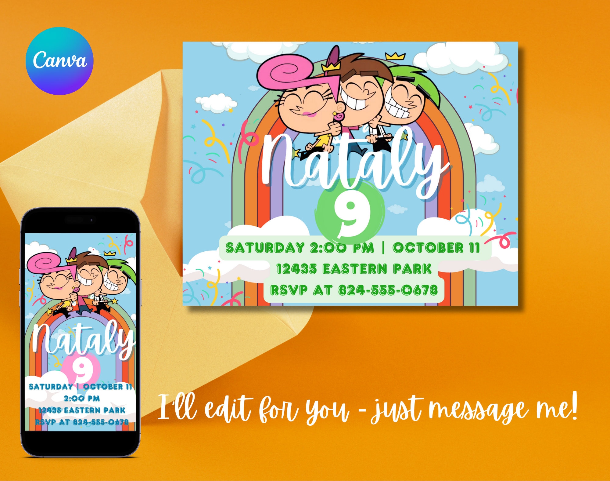 Fairly Odd Parents Birthday Invitation | Instant Download | Custom ...