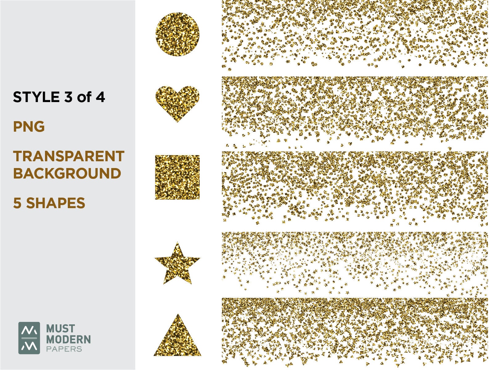 BUY 1 GET 1 FREE, 20 Gold Confetti Borders - Glitter Confetti Clipart ...