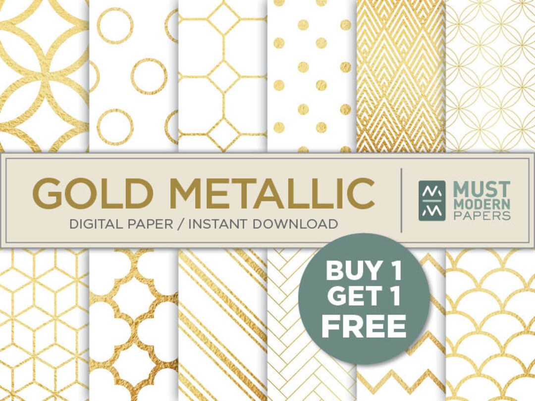 Gold Foil Digital Paper, Metallic Gold Digital Paper, Gold Paper, Gold ...