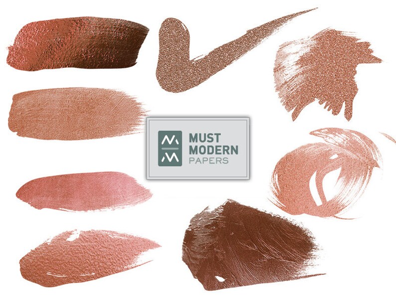 Buy1 Get 1 FREE, Rose Gold Brush Stroke Clipart, Glitter Clipart, Rose ...