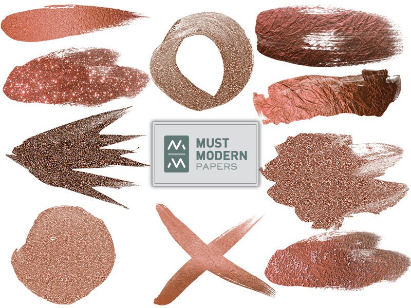 Buy1 Get 1 FREE, Rose Gold Brush Stroke Clipart, Glitter Clipart, Rose ...