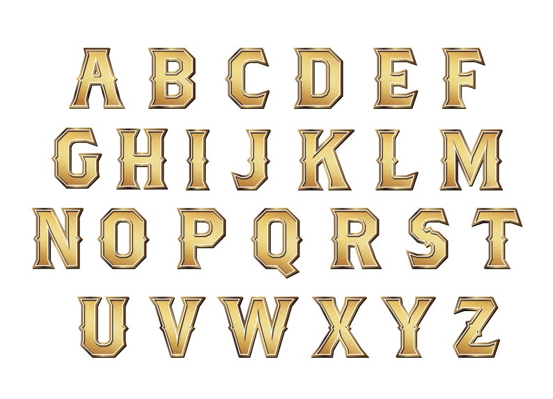 Classic Gold Foil Alphabet, Gold Clipart, Gold Font Clipart, Gold ...