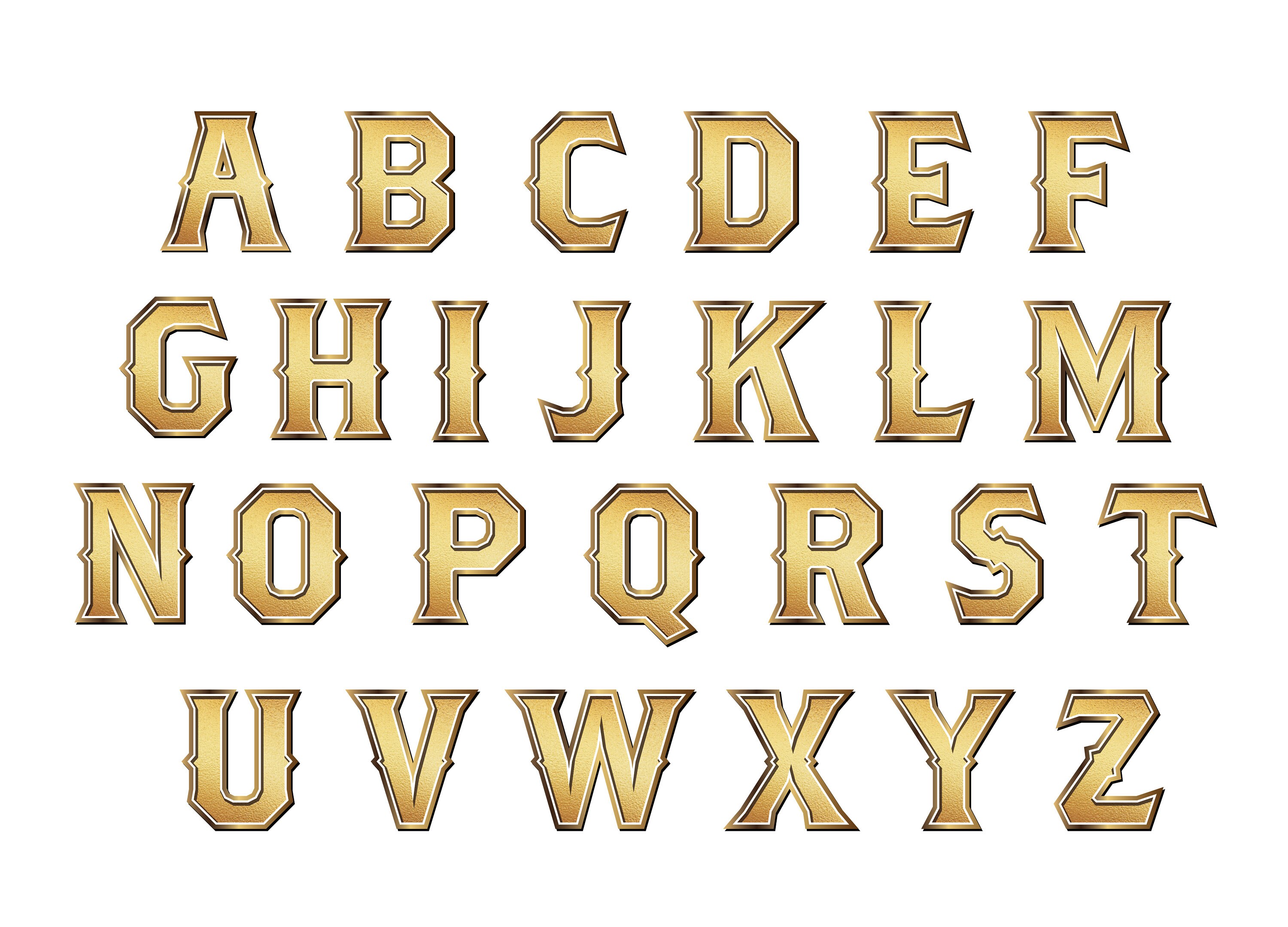 Classic Gold Foil Alphabet, Gold Clipart, Gold Font Clipart, Gold ...