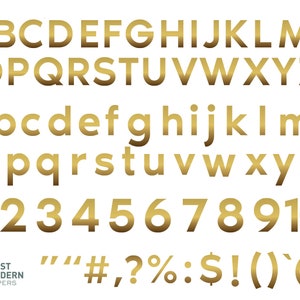 Modern Gold Foil Alphabet, Gold Clipart, Gold Font Clipart, Gold ...