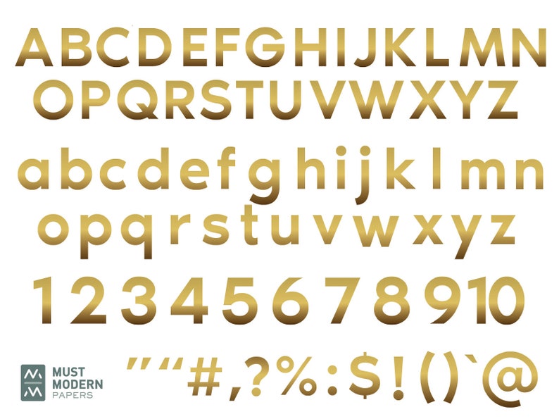Modern Gold Foil Alphabet, Gold Clipart, Gold Font Clipart, Gold ...