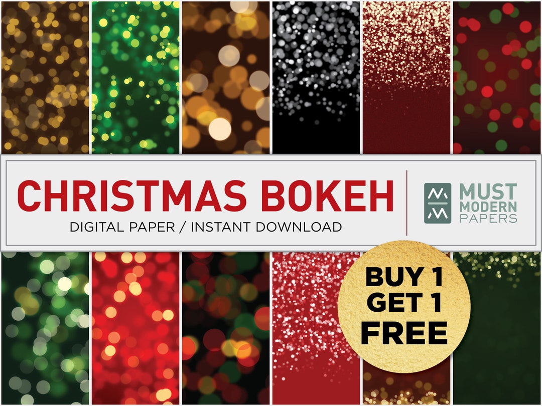 Christmas Bokeh Digital Paper, Gold Glitter Paper, Bokeh Paper, Bokeh ...