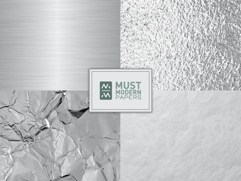 Silver Grey Foil Digital Paper, Metallic Silver Digital Paper, Silver ...