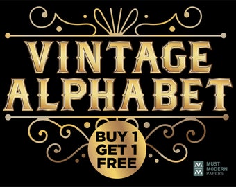 Classic Gold Foil Alphabet, Gold Clipart, Gold Font Clipart, Gold ...