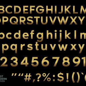 Modern Gold Foil Alphabet, Gold Clipart, Gold Font Clipart, Gold ...