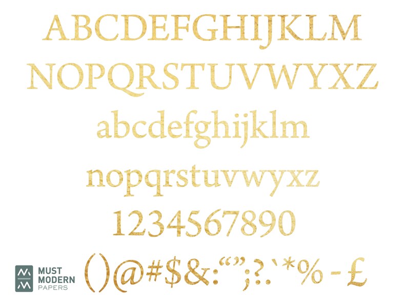 Classic Gold Foil Alphabet, Gold Clipart, Gold Font Clipart, Gold ...