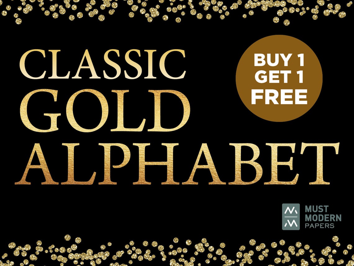Classic Gold Foil Alphabet, Gold Clipart, Gold Font Clipart, Gold ...