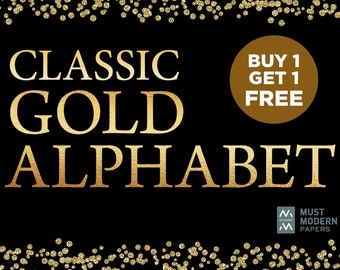 Classic Gold Foil Alphabet, Gold Clipart, Gold Font Clipart, Gold ...