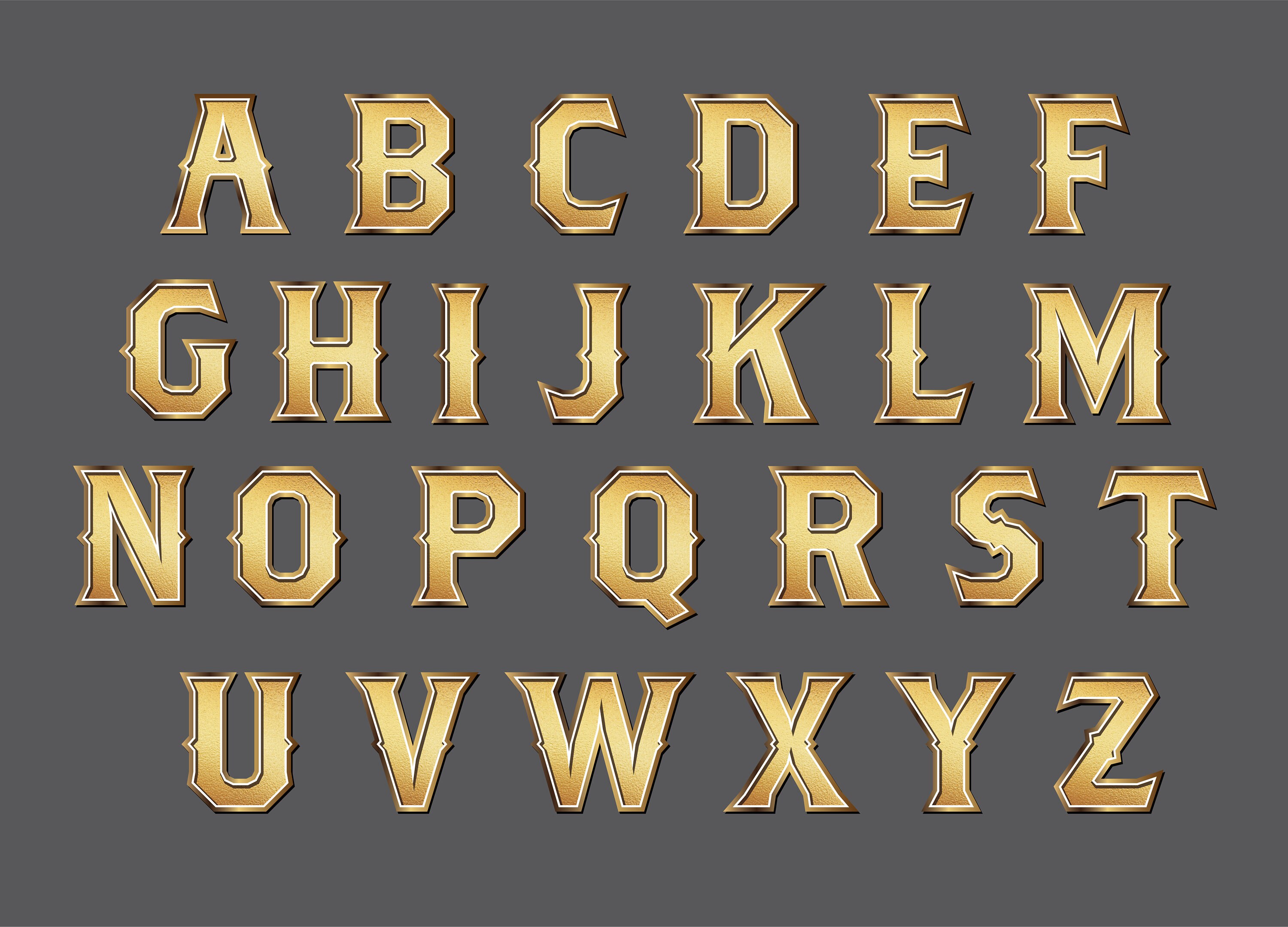 Classic Gold Foil Alphabet, Gold Clipart, Gold Font Clipart, Gold ...