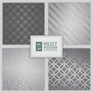 Silver Grey Foil Digital Paper Metallic Silver Digital Paper | Etsy