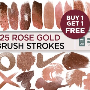 Buy1 Get 1 FREE, Rose Gold Brush Stroke Clipart, Glitter Clipart, Rose ...