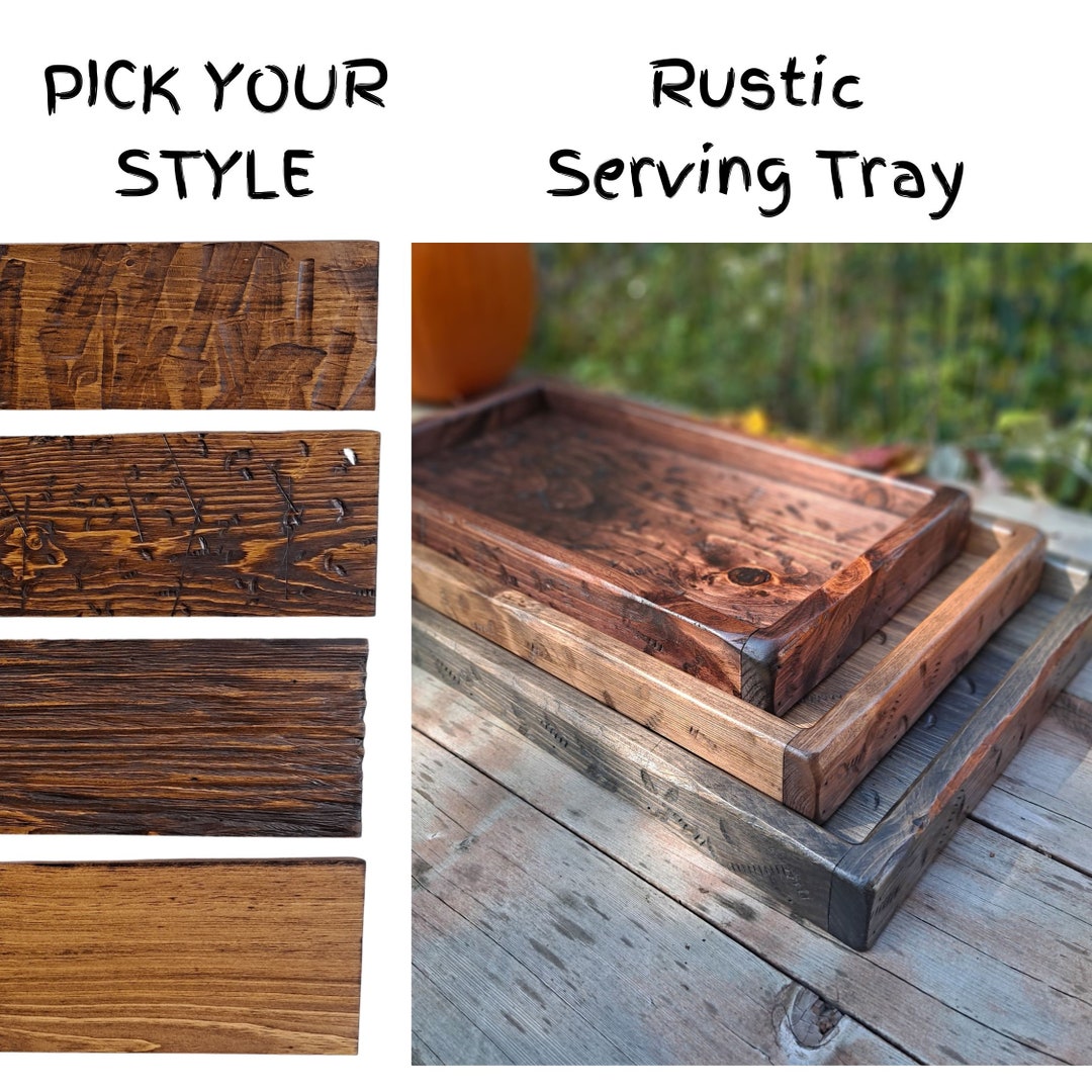 Rustic Distressed Farmhouse Style Serving Tray, Rustic Wood Ottoman ...
