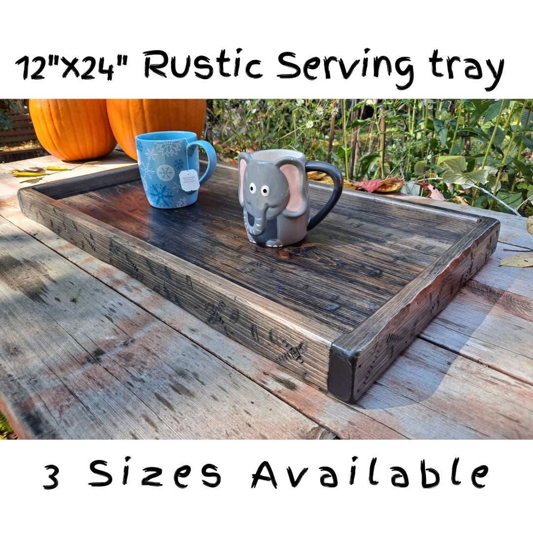 12x24 Distressed Farmhouse Style Serving Tray, Wood Ottoman Tray ...