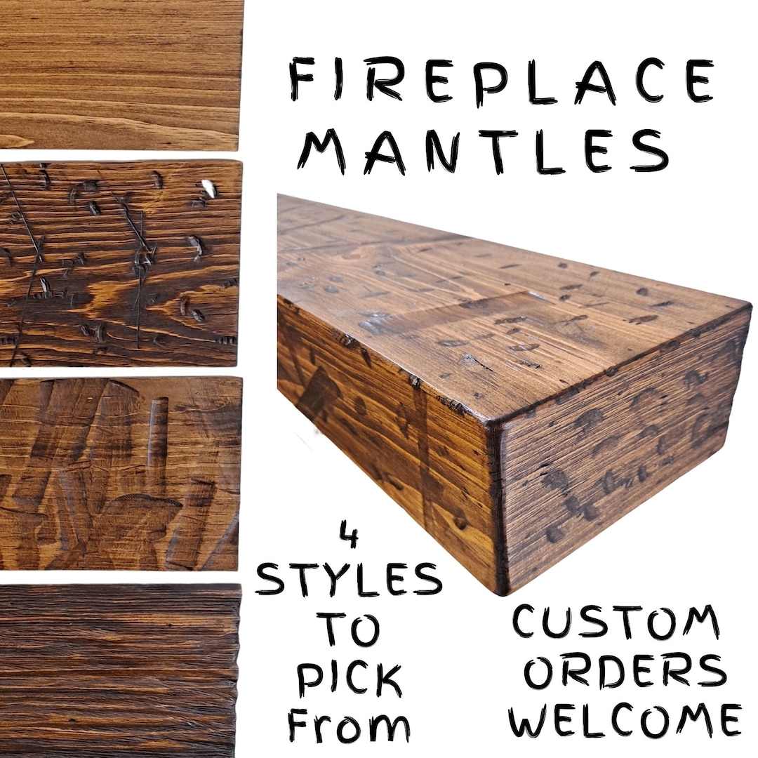 Distressed Fireplace Mantel, Wood Fireplace Mantle, Mantle, Floating ...