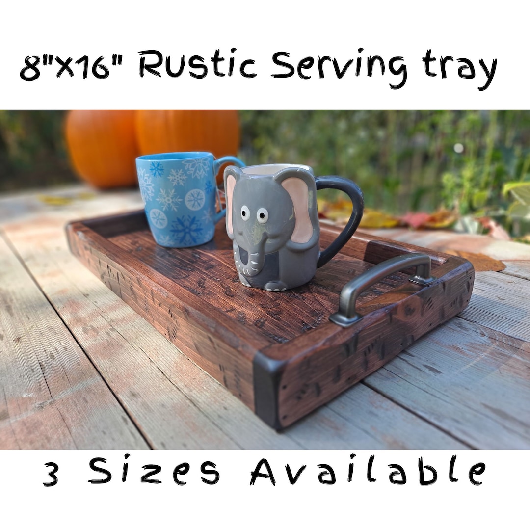 8x16 Distressed Farmhouse Style Serving Tray, Rustic Wood Ottoman Tray ...