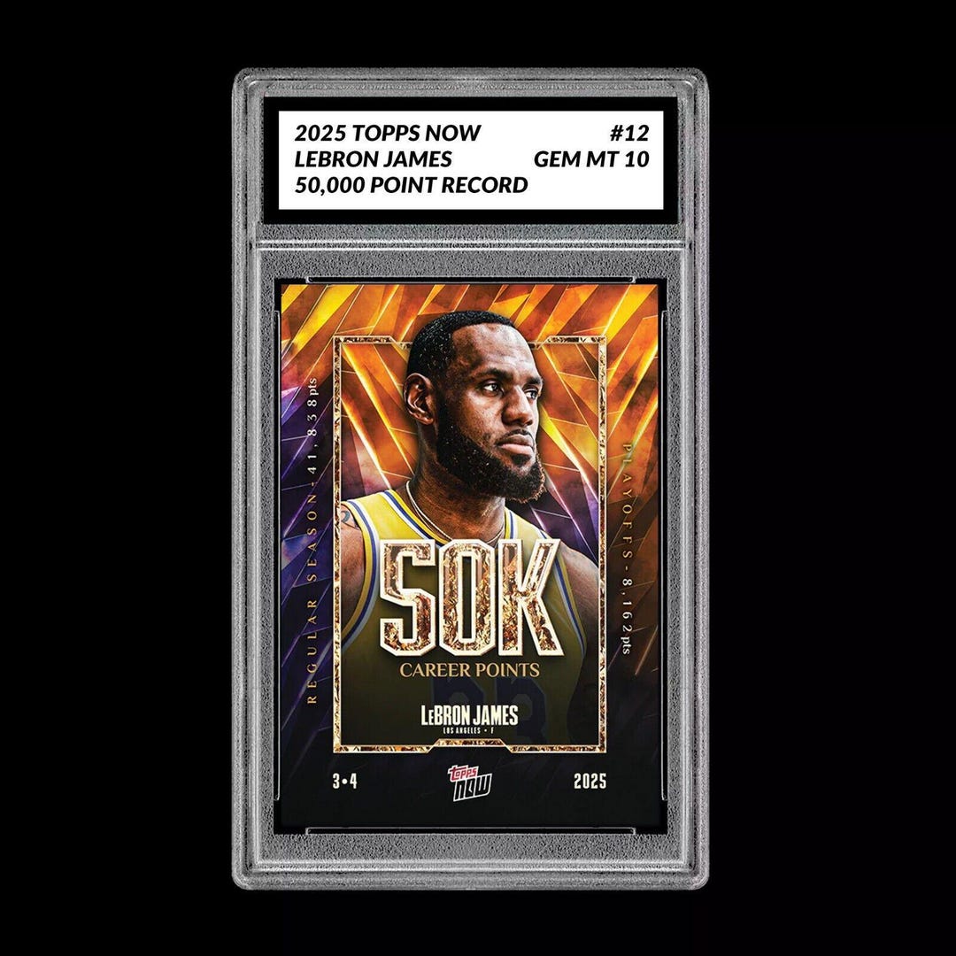 Graded 10 Lebron James 12 2025 Topps NOW Basketball 50k Points Lakers ...