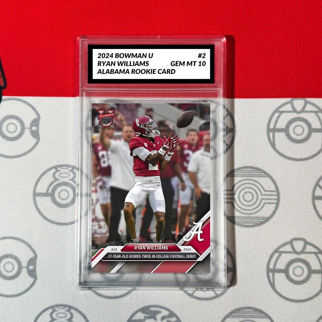 Graded 10 Ryan Williams Alabama 2024 Bowman U Now Football Card 2 Topps ...