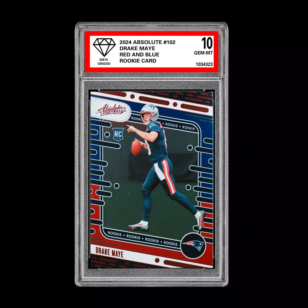 Graded 10 Drake Maye 2024 Panini Absolute - Rookies 103 Red Blue (RC ...
