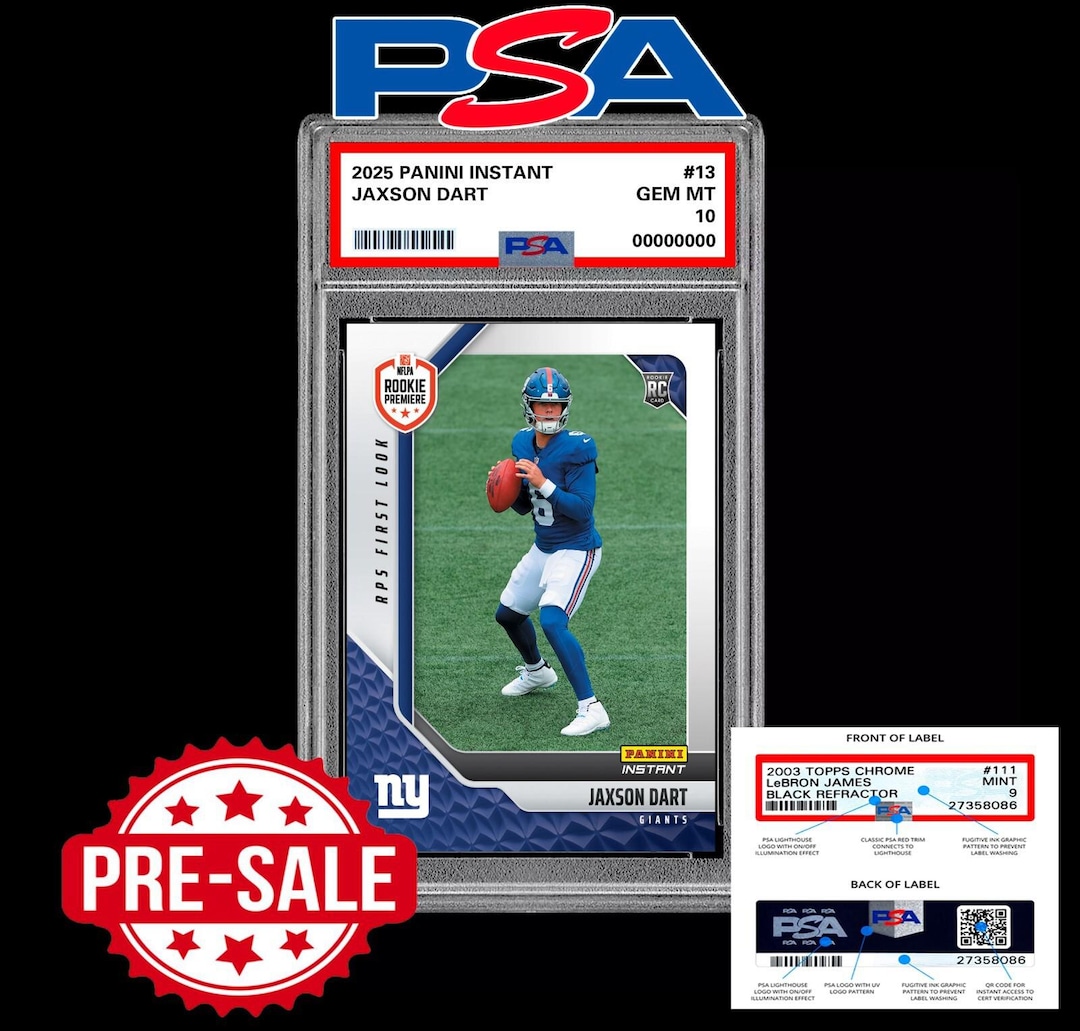 Psa 10 Jaxson Dart 13 Rc Rookie 2025 Panini Instant Nfl Rps Premiere Presale - Etsy