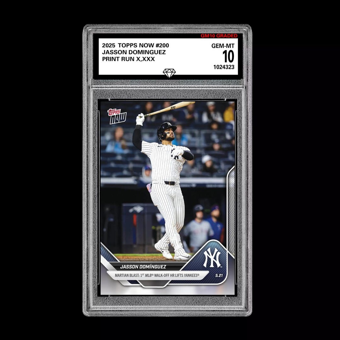 Graded 10 Jasson Dominguez 1st Mlb Walk-off 2025 Mlb Topps Now Card 200 ...