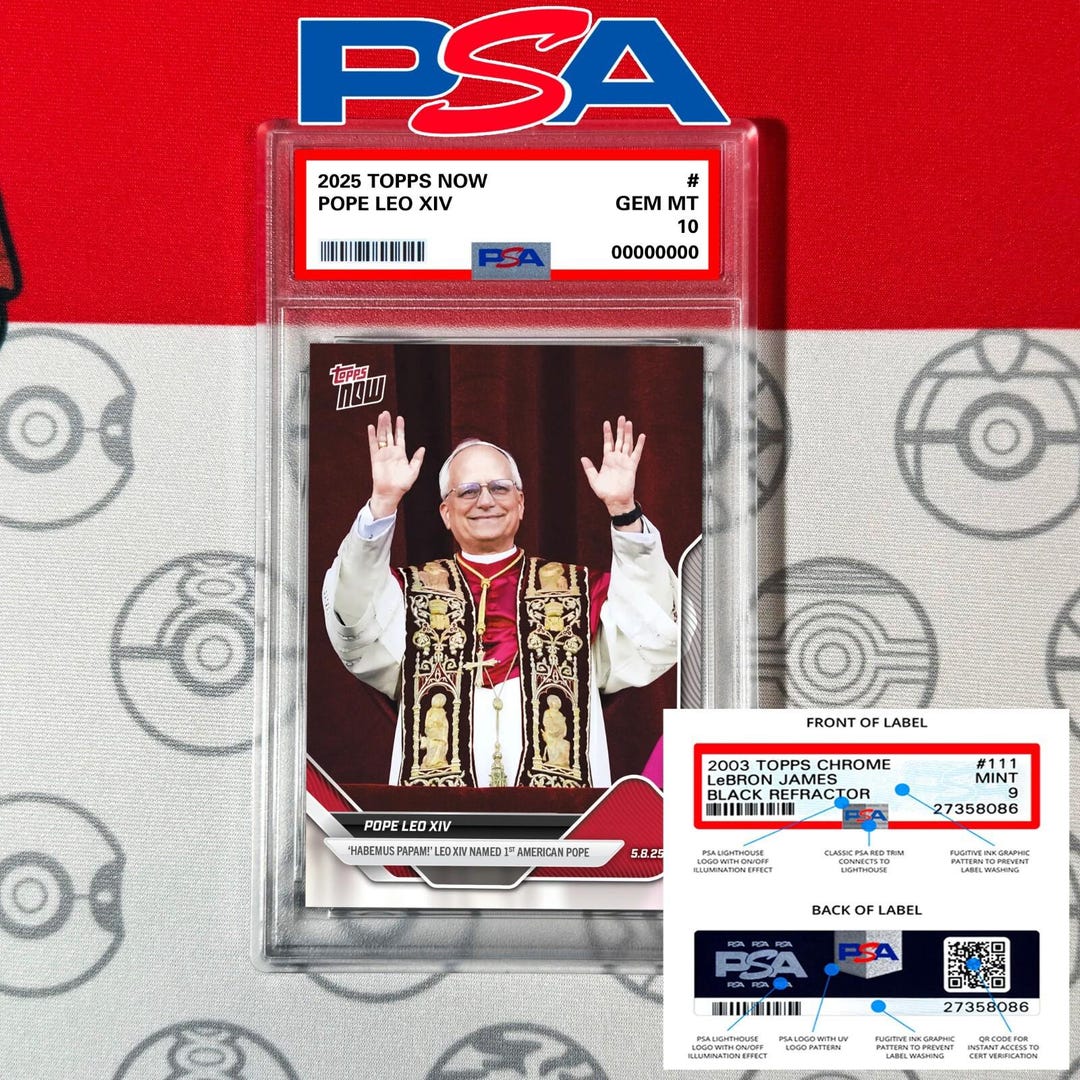 Psa 10 2025 Topps Now 1st American Pope Pope Pope Leo Xiv Rc Rookie ...
