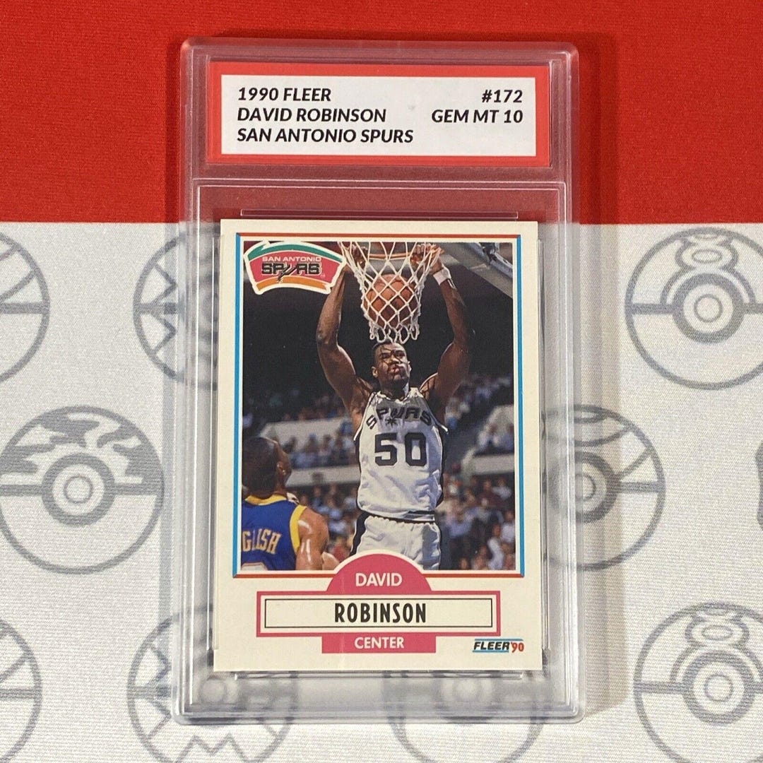 Graded 10 1990 Fleer David Robinson Card 172 MINT San Antonio Spurs GEM ...