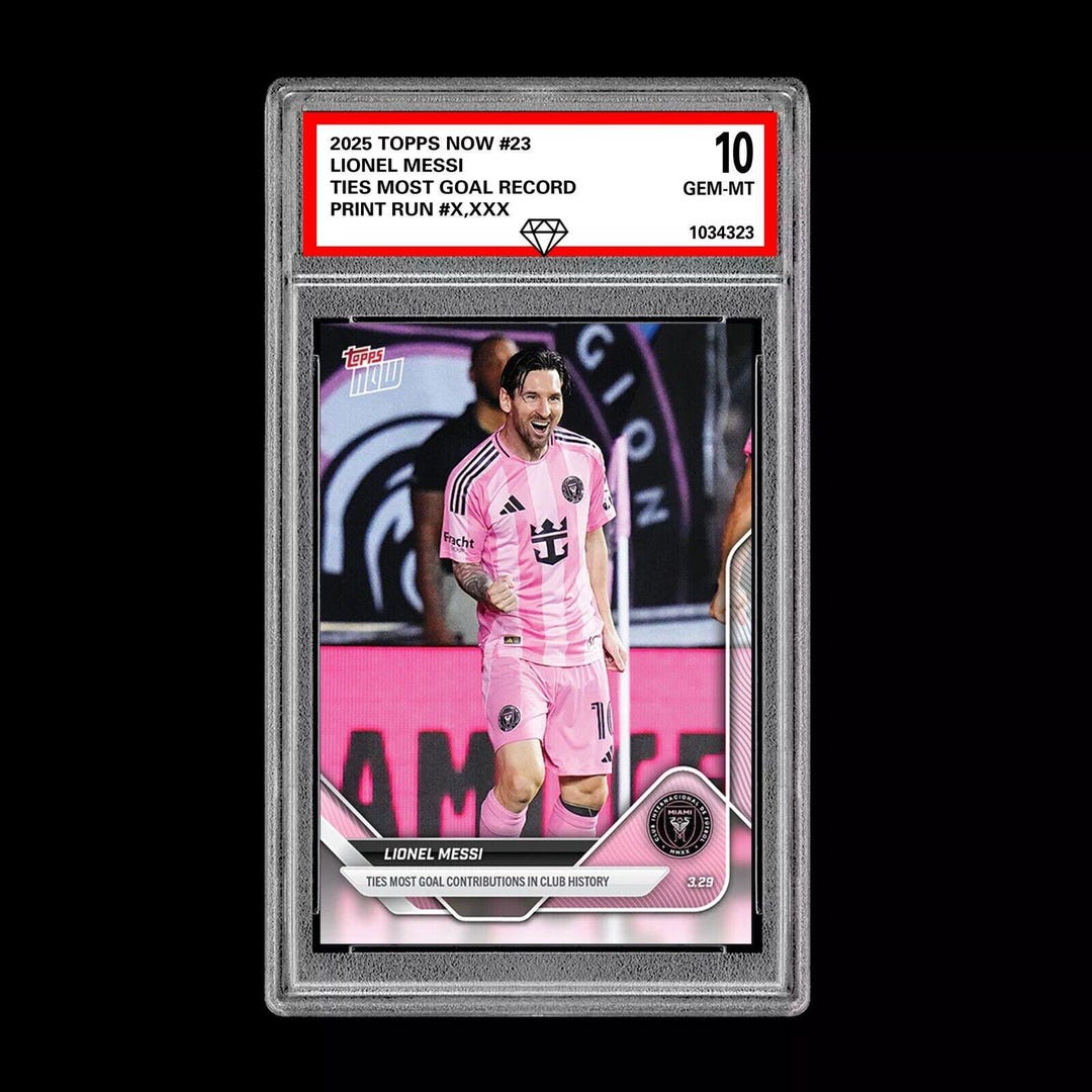 Graded 10 Lionel Messi 23 2025 Topps Now MLS Ties Goal Record - Etsy
