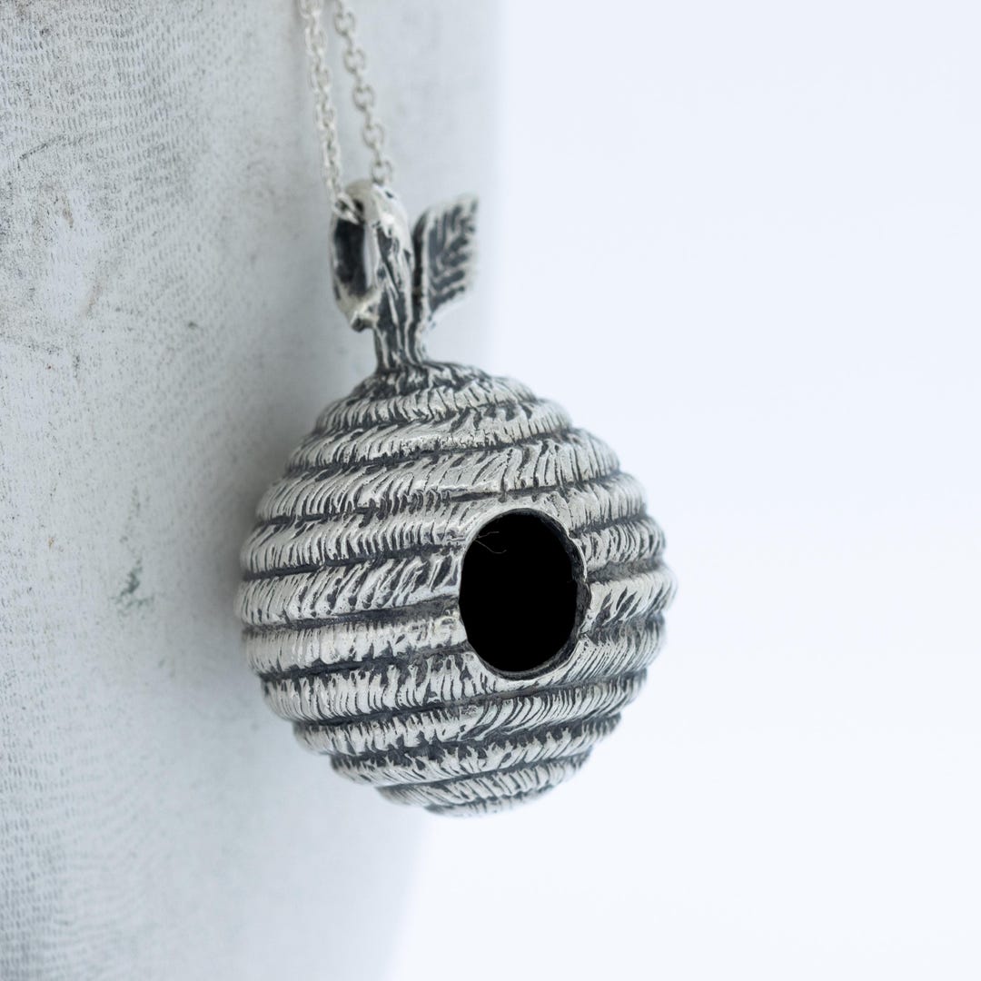 Sterling Silver Beehive Pendant: Nature Lover Necklace - Etsy