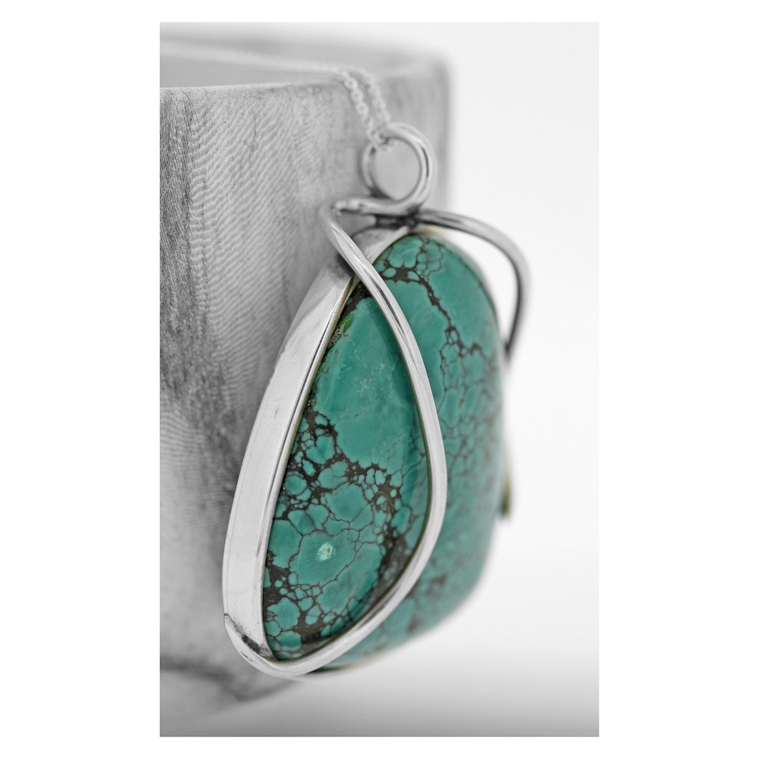 Bespoke Triangle Turquoise Pendant / Bright Turquoise Necklace ...