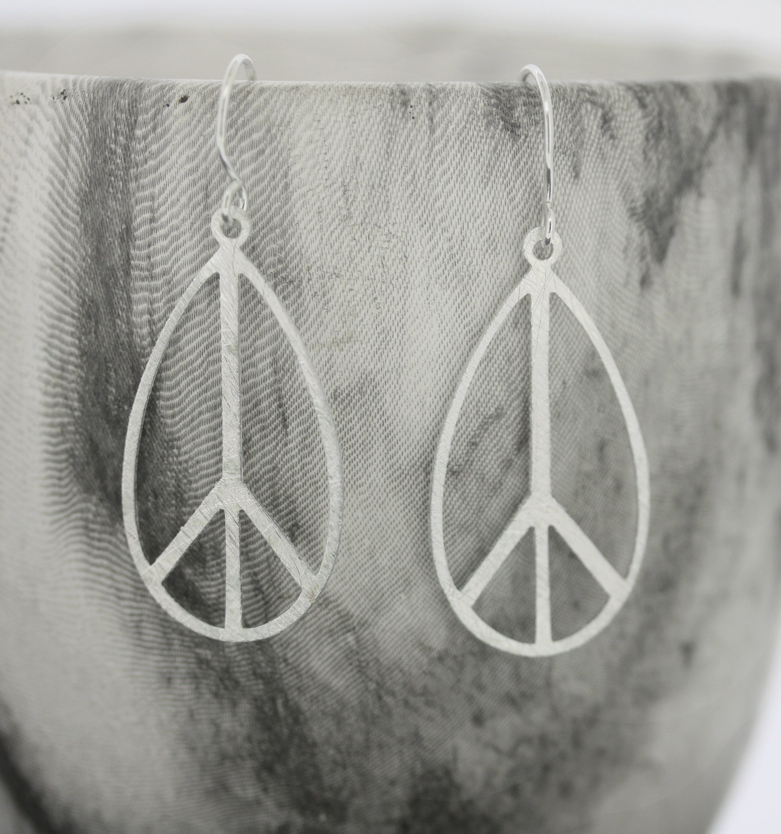 Sterling Silver Peace Earrings / Teardrop Peace Symbol / | Etsy