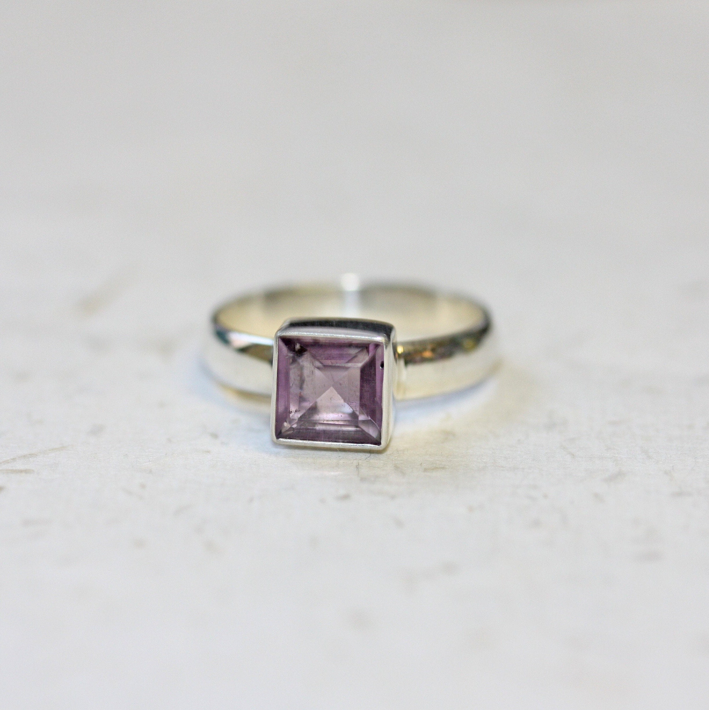 Square Amethyst Ring / Sterling Silver / February Birthstone / - Etsy UK