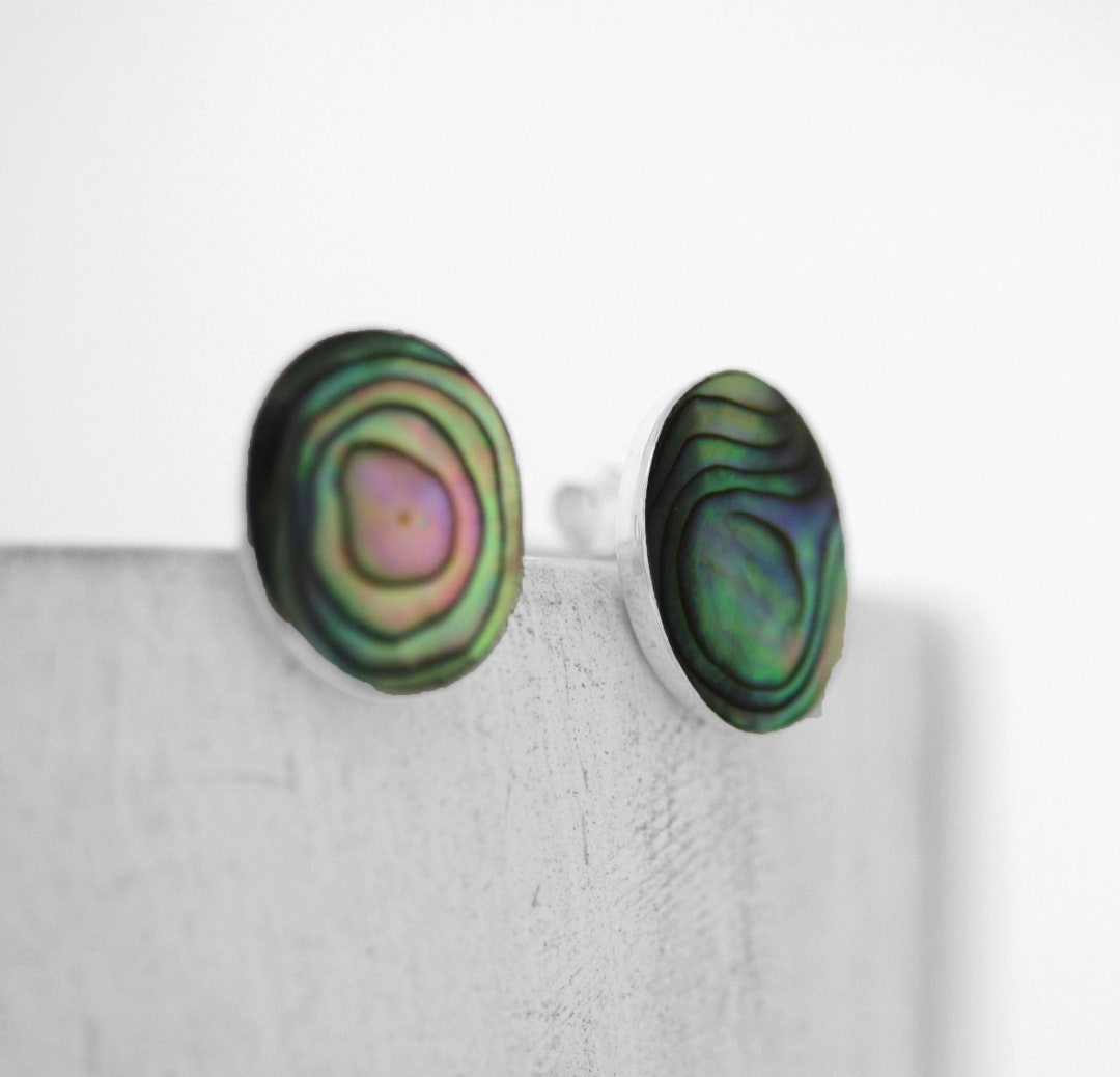 Oval Shaped Abalone Stud Earring / Paua Shell Stud Earring / Blue Shell ...