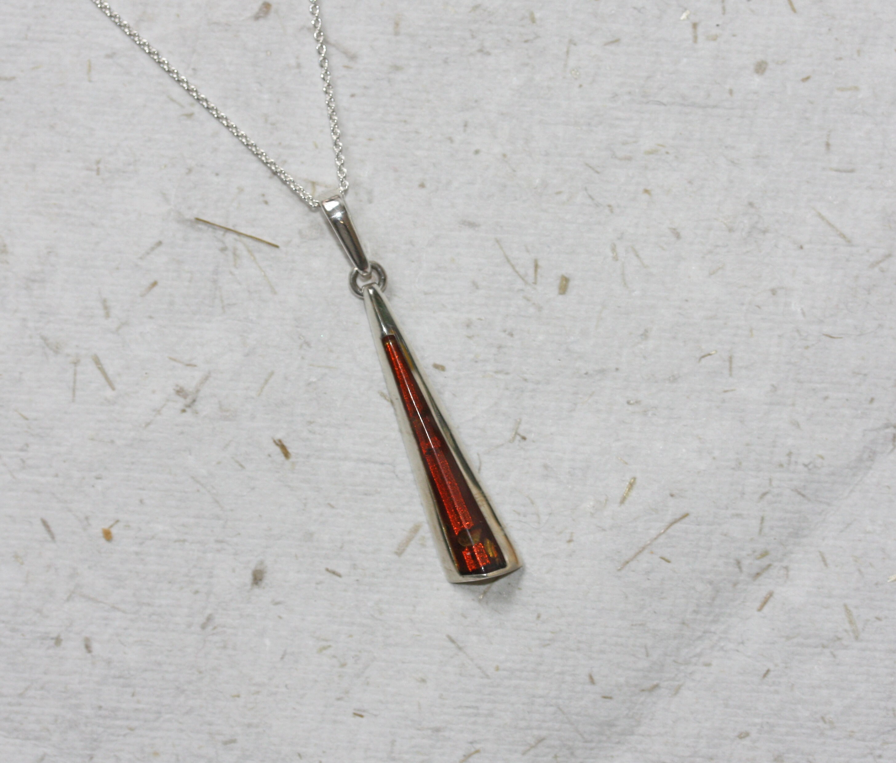 Triangle Cherry Amber Pendant / Inlaid Amber Necklace / Baltic - Etsy UK