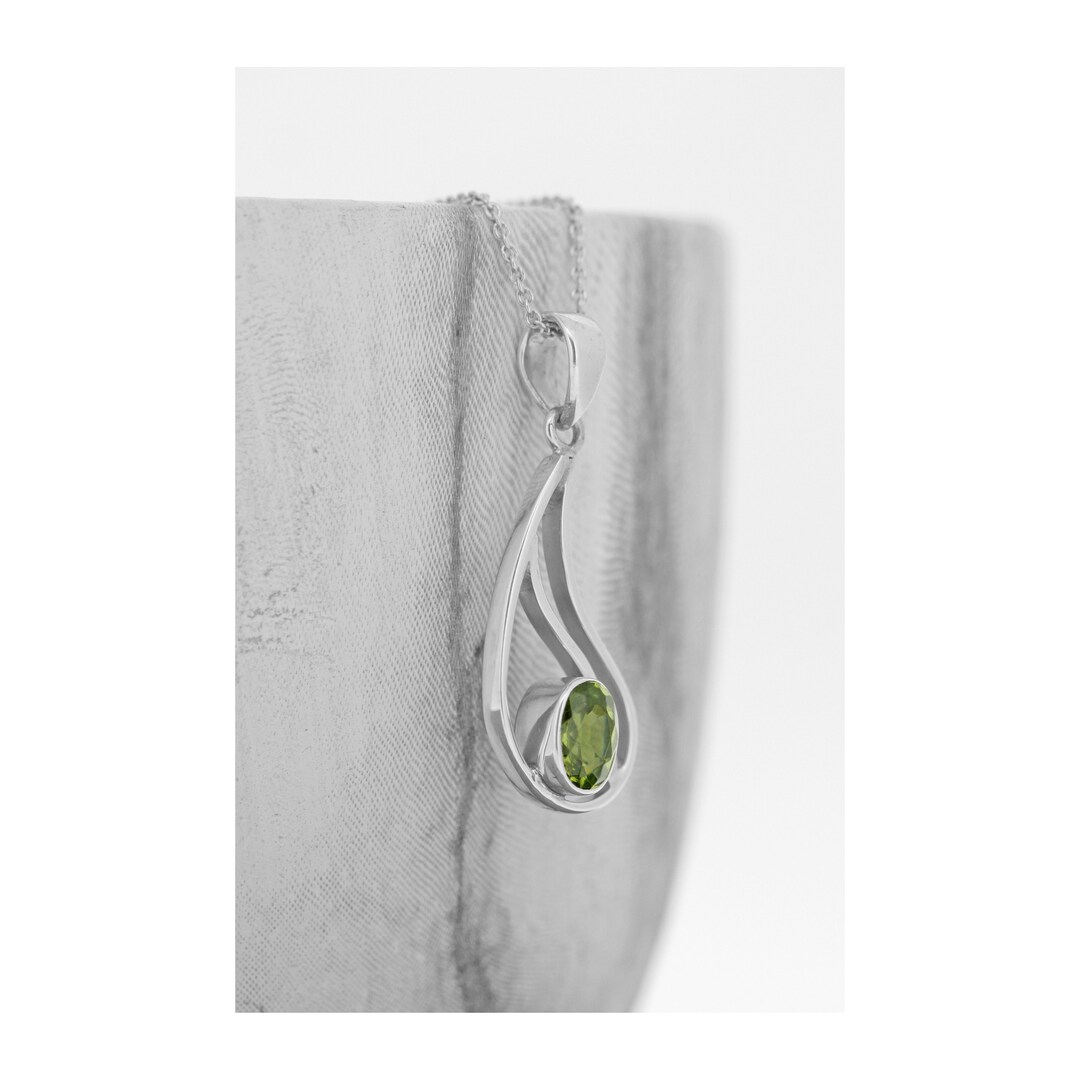 Peridot Teardrop Pendant / Small Teardrop / Sterling Silver / Green ...