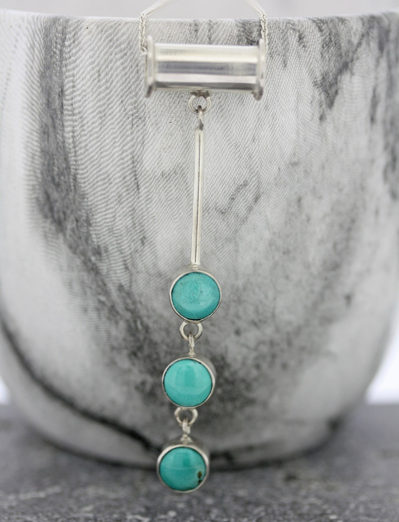Turquoise Necklace / 3 stone Turquoise Pendant with Slider / | Etsy