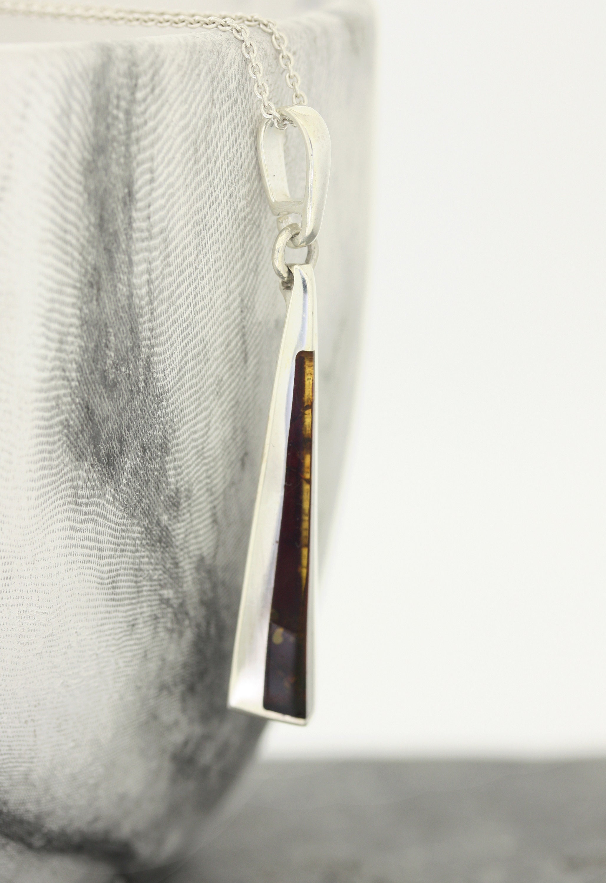 Triangle Cherry Amber Pendant / Inlaid Amber Necklace / Baltic | Etsy UK
