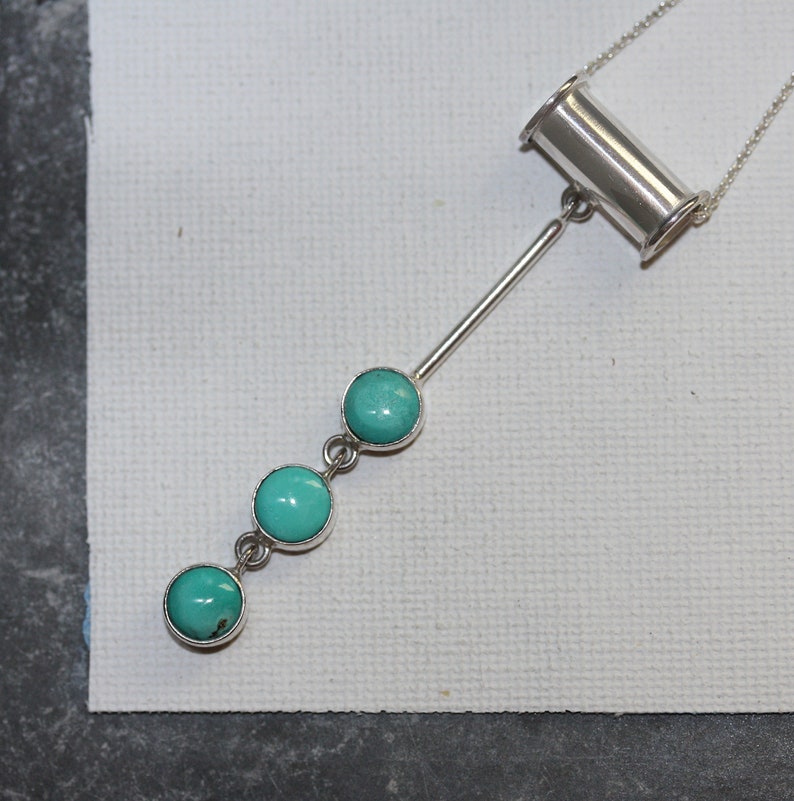 Turquoise Necklace / 3 Stone Turquoise Pendant With Slider / - Etsy