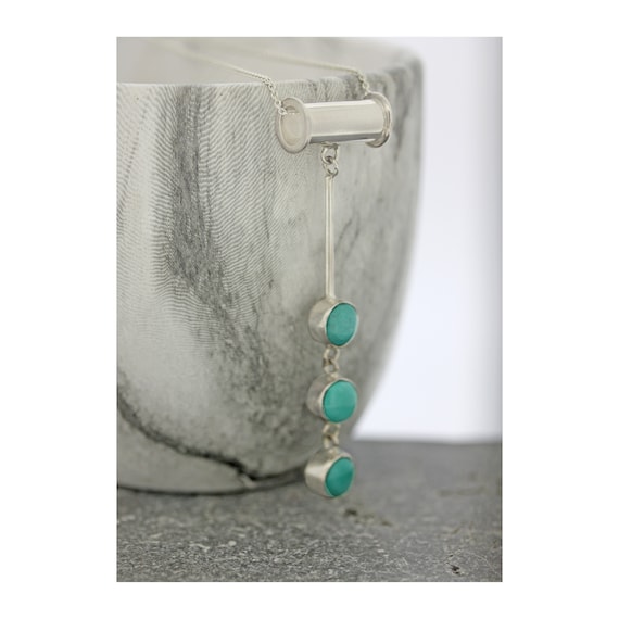 Turquoise Necklace / 3 stone Turquoise Pendant with Slider / | Etsy