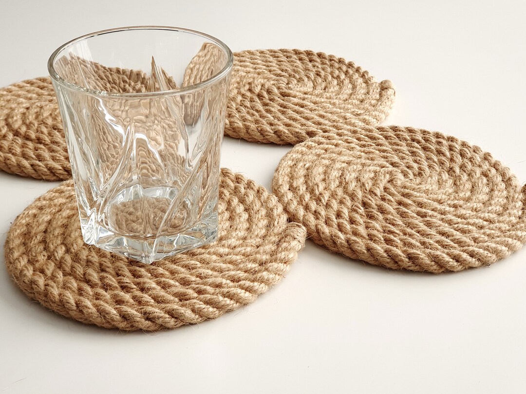 Rope Coaster..set of 4 Jute Rope Coasters..nautical Decor..wine Mats or ...