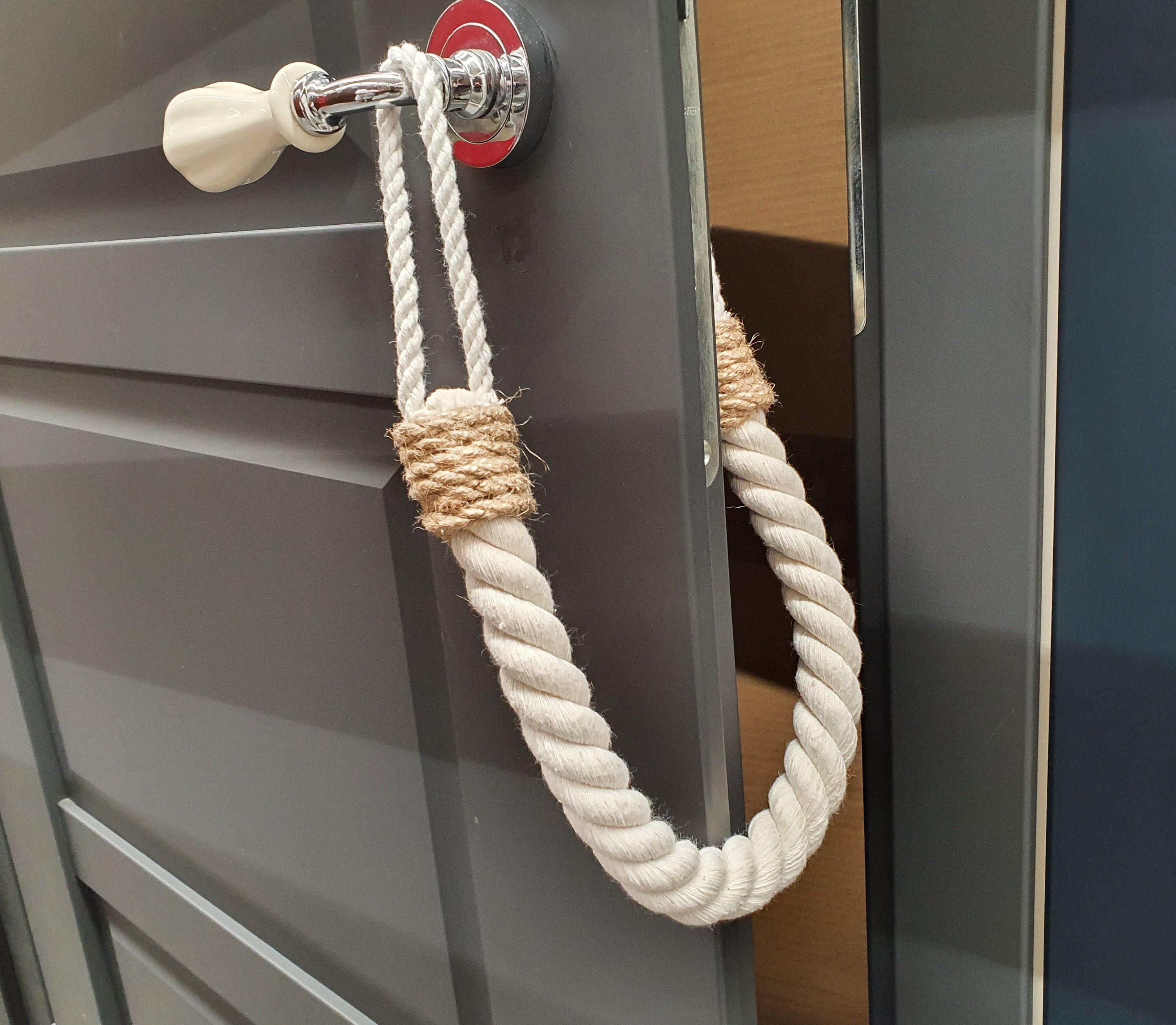 White Door Stopper..door Stop Thick Rope..chunky Cotton - Etsy