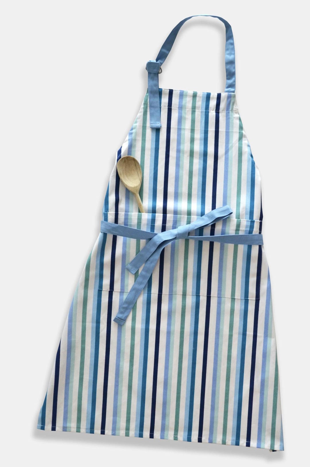 Blue Stripe Apron 100% Cotton With Bright Red Straps - Etsy
